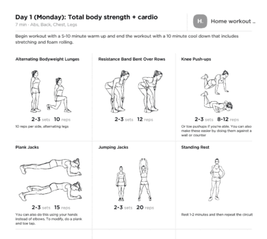 Free Printable 7 Day Home Workout for Weight Loss