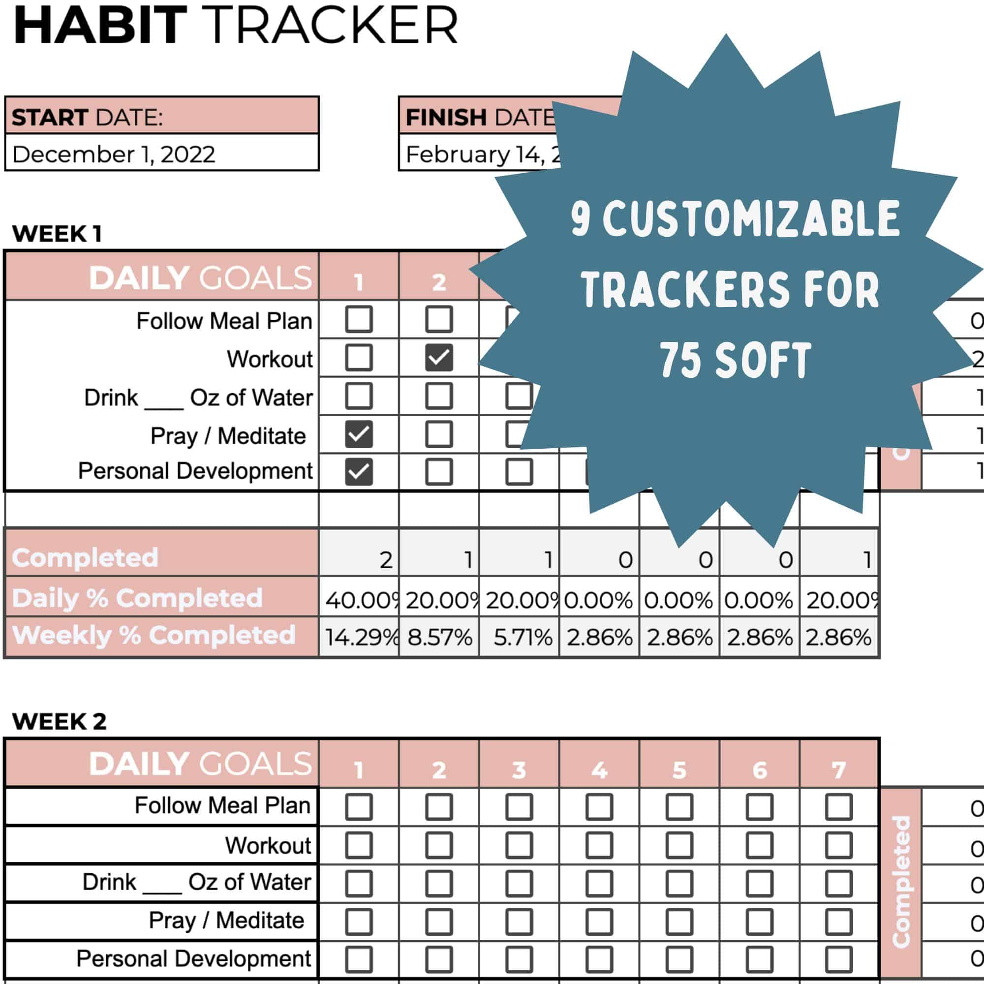 75 Soft Google Spreadsheet Trackers